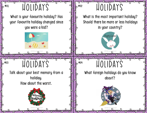 Conversation Starters Cards | Holidays | Middle and High School ...