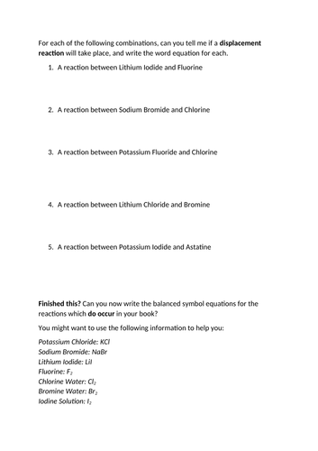Group 7 Elements Teaching Resources