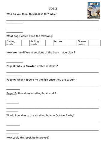 Boats guided reading resource white level | Teaching Resources
