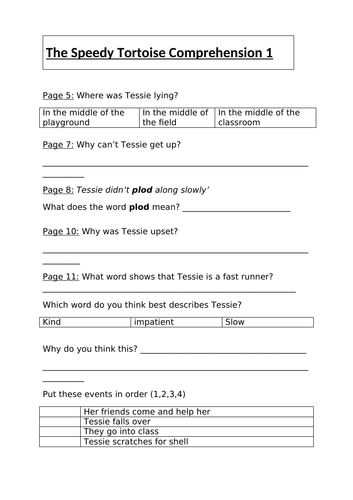 The Speedy Tortoise Guided reading resource purple level | Teaching ...