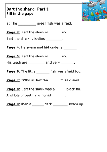 Bart the Shark guided reading resource Yellow Collins big cat phonics ...