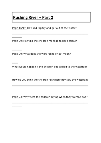 Rushing River Guided reading resources Gold level | Teaching Resources