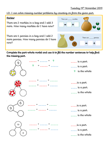Find a missing part - subtraction year 1 | Teaching Resources