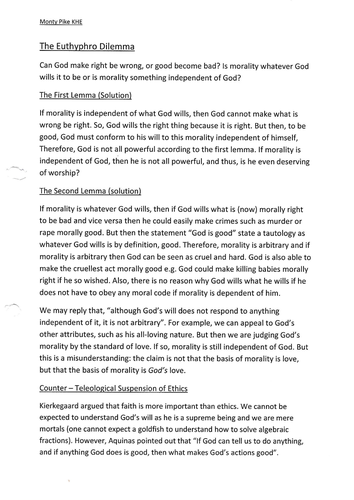 A Level Philosophy Aqa Metaphysics Of God Notes Teaching Resources