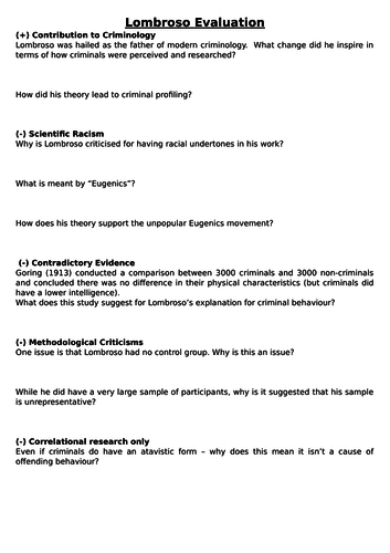 LOMBROSO ATAVISTIC FORM Forensic Psychology | Teaching Resources