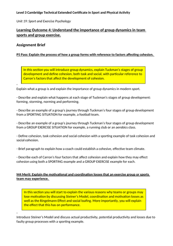 CTEC Sport Exercise and Physical Activity Unit 19 Sports Psychology LO4 ...