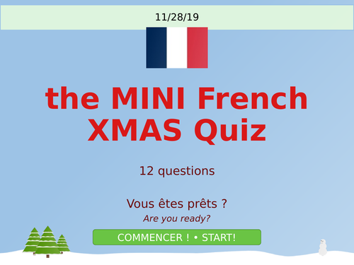 The BIG & MINI French Christmas Quiz (KS4/GCSE Version) | Teaching ...