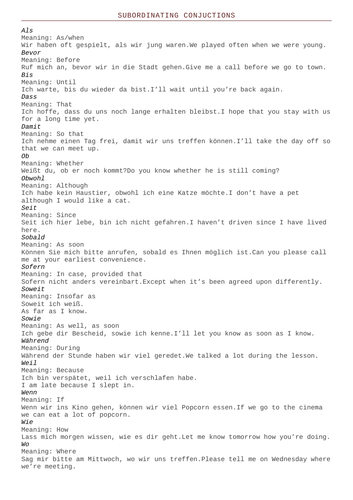 German Subordinating Conjunctions | Teaching Resources