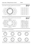 French cover work / cover lesson - Telling the time | Teaching Resources
