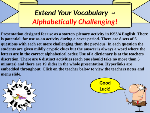 Extend Your Vocabulary ~ Alphabetically Challenging | Teaching Resources