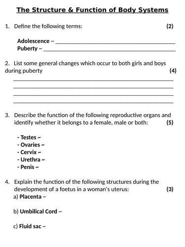 KS3 ~ Year 7 ~ Reproduction Homework | Teaching Resources