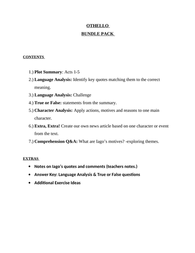 OTHELLO: A Comprehensive Guide | Teaching Resources