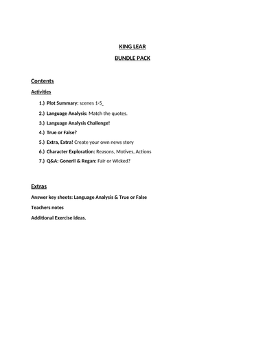 KING LEAR: A Comprehensive Guide | Teaching Resources
