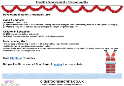 EYFS Provision Enhancement Christmas Maths | Teaching Resources