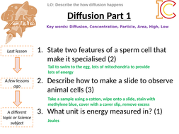 Cell Biology - Diffusion KS3 | Teaching Resources