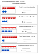 Year 1 Finding the Difference Differentiated Worksheets | Teaching ...