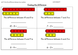 Year 1 Finding the Difference Differentiated Worksheets | Teaching ...