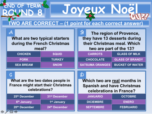 French MFL Christmas Quiz | Teaching Resources