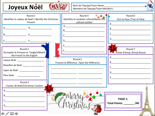 French MFL Christmas Quiz | Teaching Resources