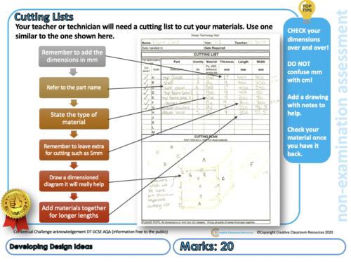 GCSE DT NEA AQA Guide to Section D – Developing Design Ideas - NEW ...