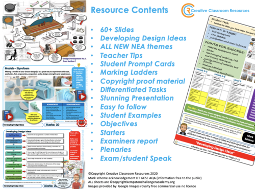 GCSE DT NEA AQA Guide to Section D – Developing Design Ideas - NEW ...