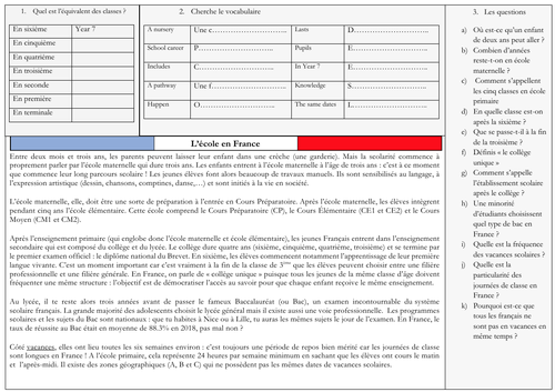 les écoles en France | Teaching Resources