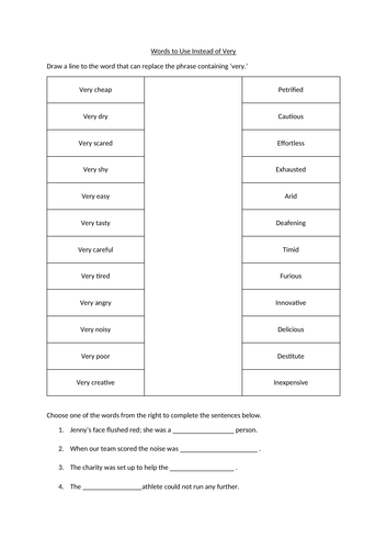 Vocabulary Building Worksheets for GCSE Students Descriptive Writing ...