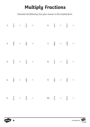 Multiplying fractions | Teaching Resources