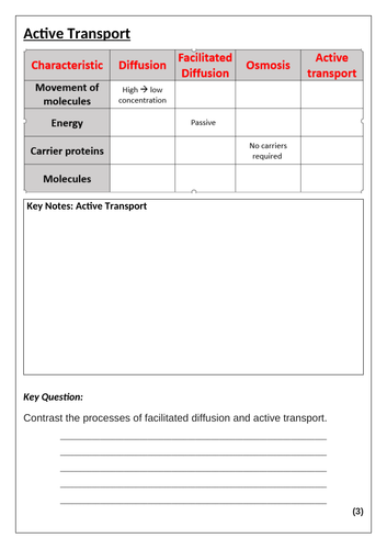 Active Transport A Level Biology | Teaching Resources