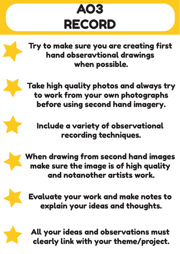 EdExcel Art GCSE AO Checklist Posters | Teaching Resources