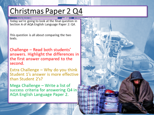 Christmas English Language Paper 2 Q4 | Teaching Resources
