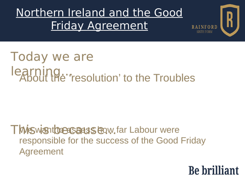 AQA 7042 Unit 6 - Good Friday Agreement | Teaching Resources