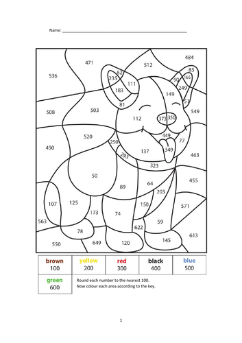Calculated Colouring / Colour By Number Round to the Nearest Hundred ...