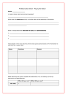 Non-participant PE Observation Sheets | Teaching Resources