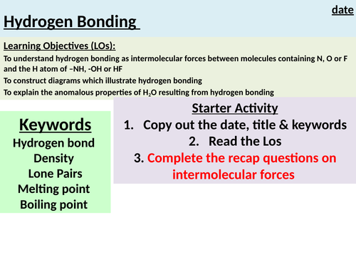 AS Chemistry: Intermolecular Forces (Part 2) | Teaching Resources