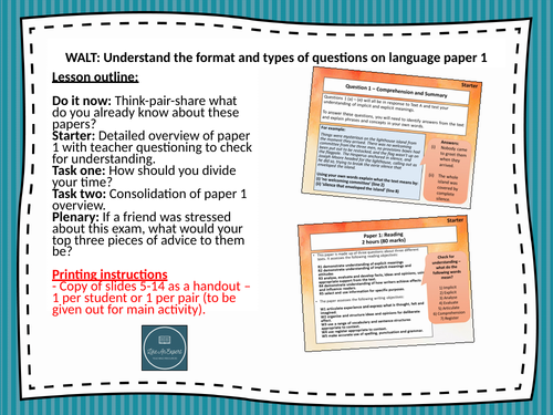 Cambridge IGCSE 0500: Overview of Language Paper 1 | Teaching Resources