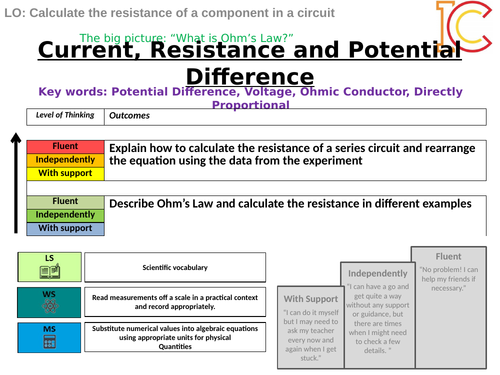 Electricity 04 - Current, Resistance and Potential difference AQA New ...