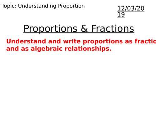 Proportions and Fractions | Teaching Resources