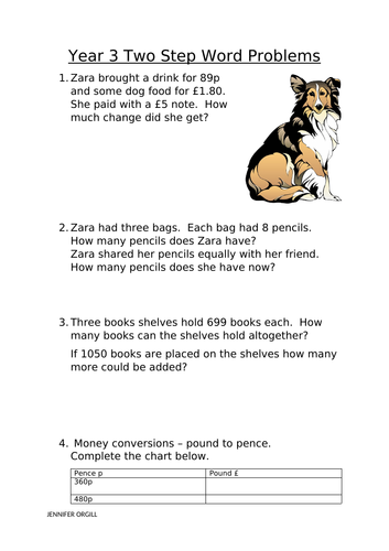 YEAR 3 TWO-STEP WORD PROBLEMS | Teaching Resources