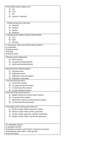 Nuclear power Outstanding lesson | Teaching Resources