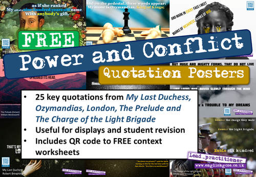 Power and Conflict Poetry Key Quotes Display | Teaching Resources