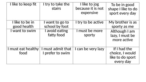 French Health & Fitness speaking & translation game: comment rester en ...