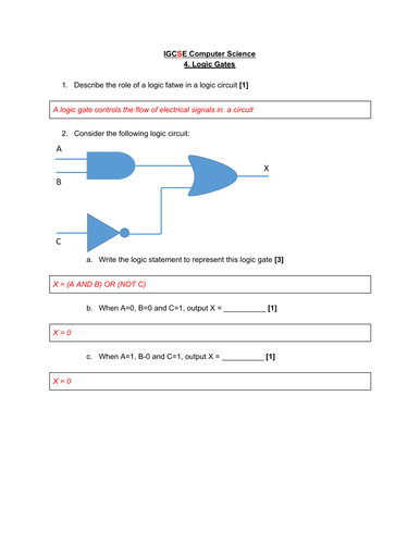 Logic Gates and Logic Circuits | Teaching Resources