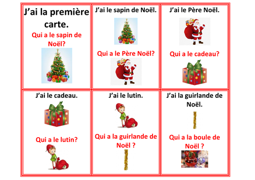 French Christmas Cards game - J'ai....qui a... | Teaching Resources