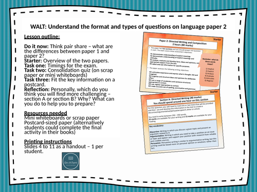 Cambridge IGCSE 0500 - Overview of Language Paper 2 | Teaching Resources