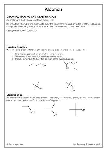 AS/A-Level Organic Chemistry - Alcohols | Teaching Resources