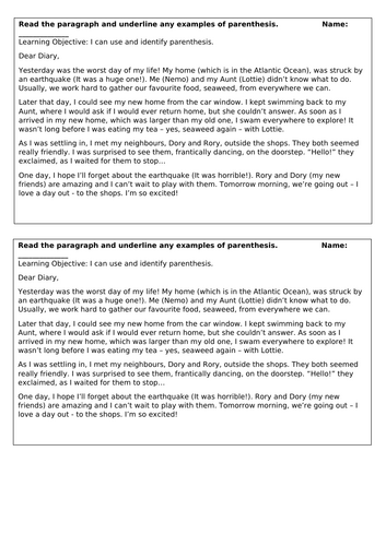 Identifying and using Parenthesis KS2 | Teaching Resources