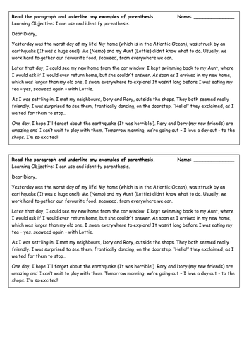 Identifying and using Parenthesis KS2 | Teaching Resources