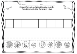 Reception/Year 1 Autumn term UK coin value - 10 beginners worksheets ...
