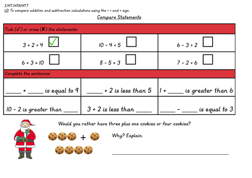 Year 1 Comparing Addition and Subtraction Calculations - Problem ...